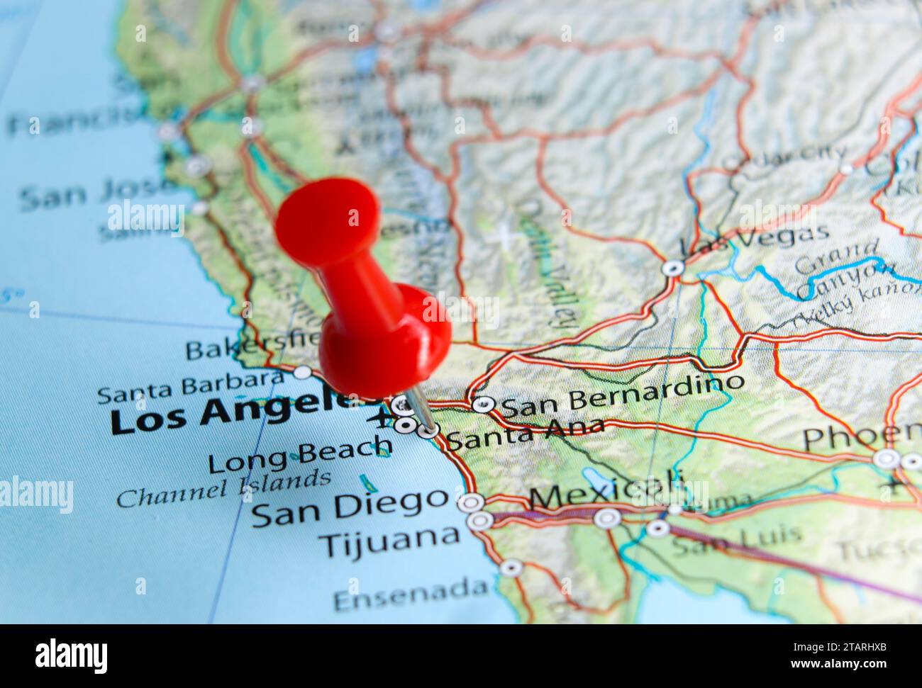 Santa Ana, California pin on map Stock Photo - Alamy