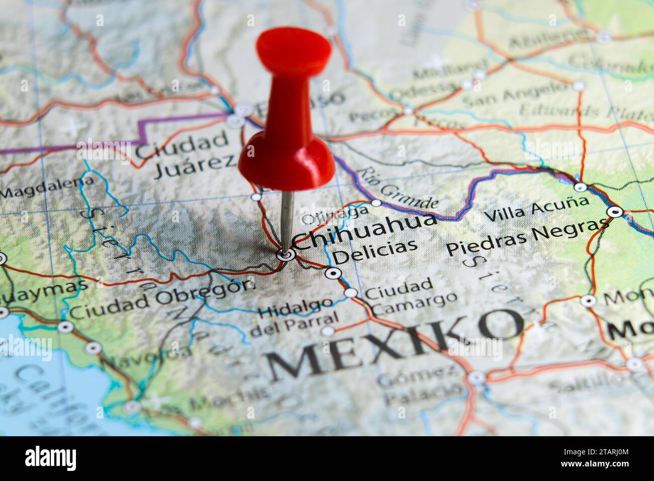Chihuahua, Mexico pin on map Stock Photo - Alamy