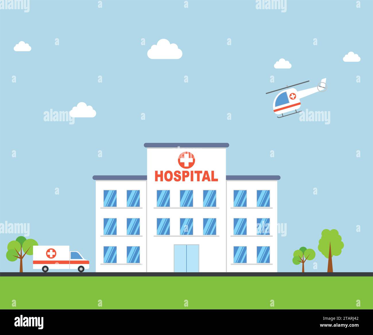 Paramedic first aid cartoon concept with helicopter ambulance vector ...