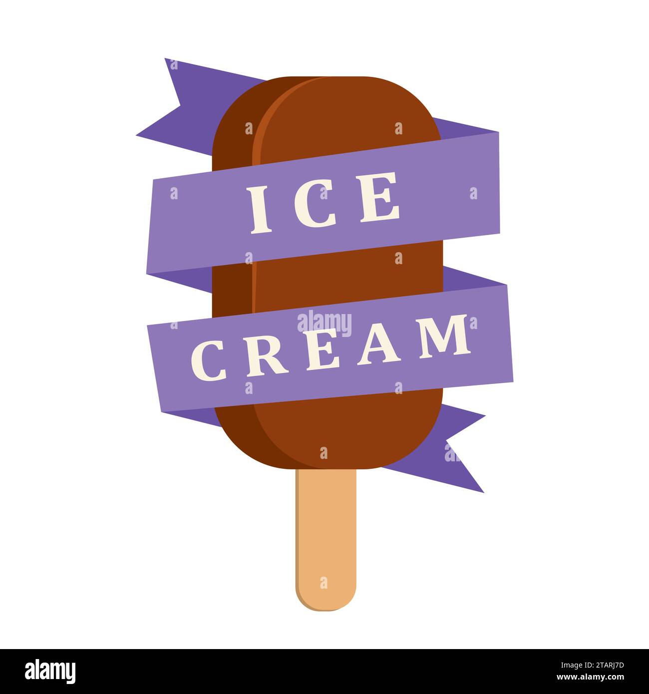 Ice cream emblem badge label with ribbon. Chocolate cold retro dessert ...