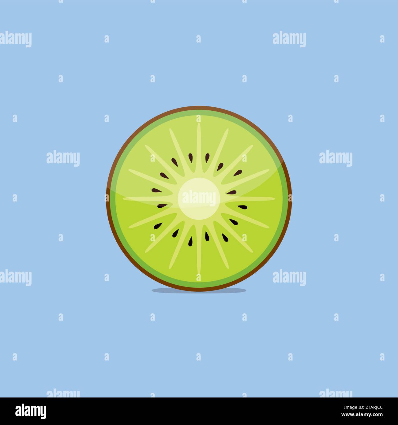 Kiwi fruit, vector slice of kiwi isolated on blue background in flat ...