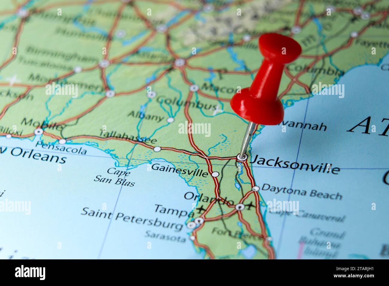 Jacksonville, Florida pin on map Stock Photo - Alamy