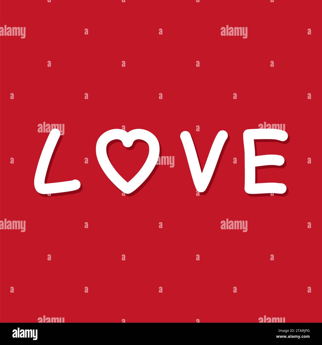 Word Love with Heart on red background. Vector Illustration Stock ...
