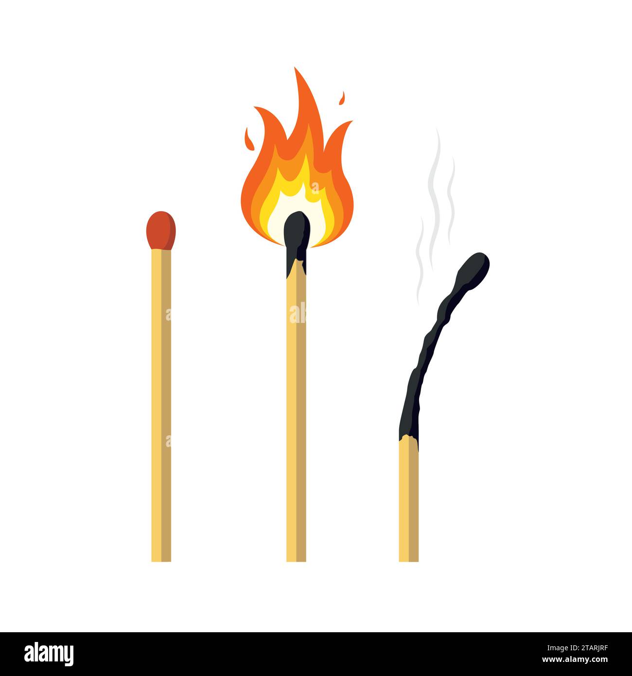 Matches lighted match and burned match. Vector illustration Stock ...