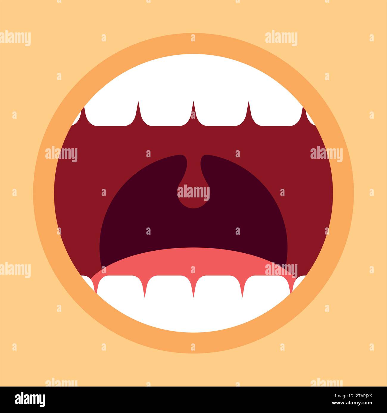 Open mouth with teeth and tongue. Screaming mouth cartoon in flat style ... Open mouth with teeth and tongue. Screaming mouth cartoon in flat style ...