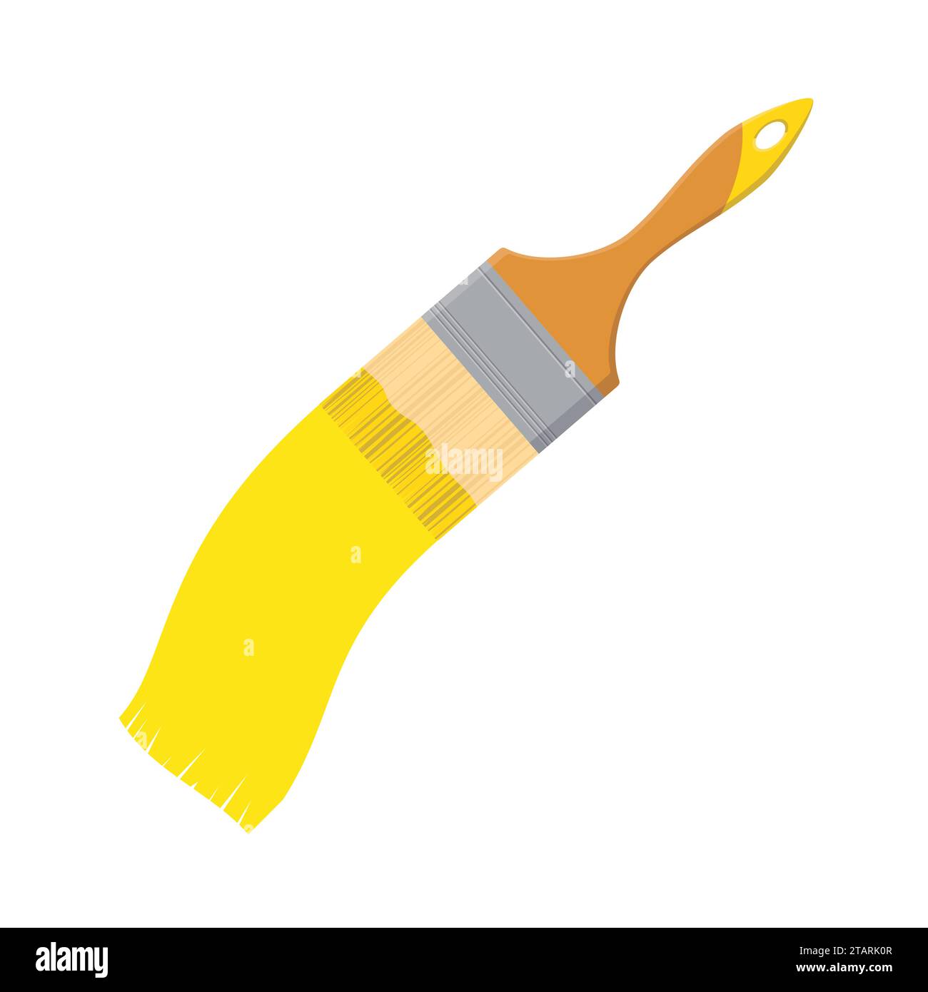 Brush paint tool yellow isolated on white background in flat style ...