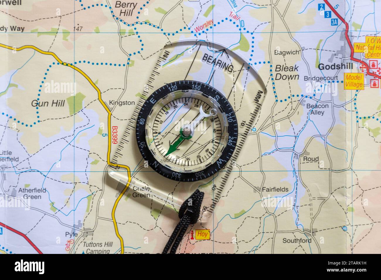 A Map And Compass England Uk Concept Navigation Finding Your Way Direction Bearing Stock