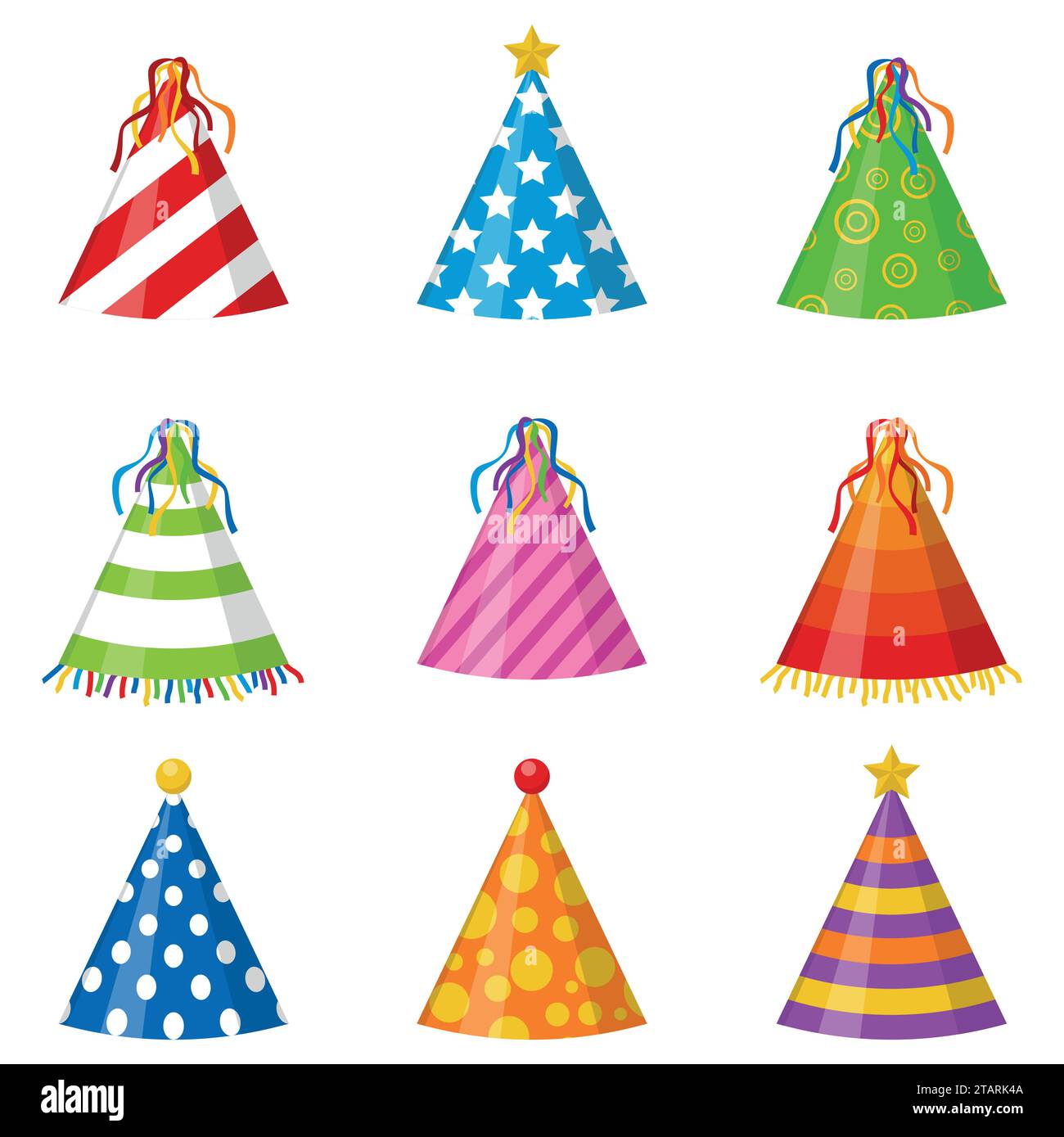 Colorful Party hats cone set isolated on white background. Accessory ...