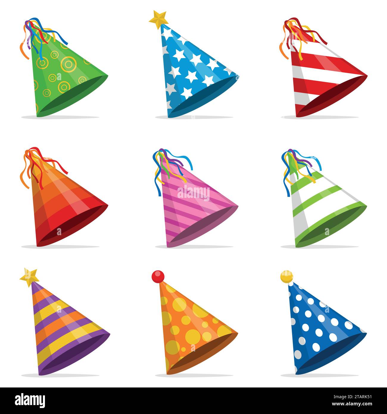 Colorful Party hats cone set isolated on white background. Accessory ...