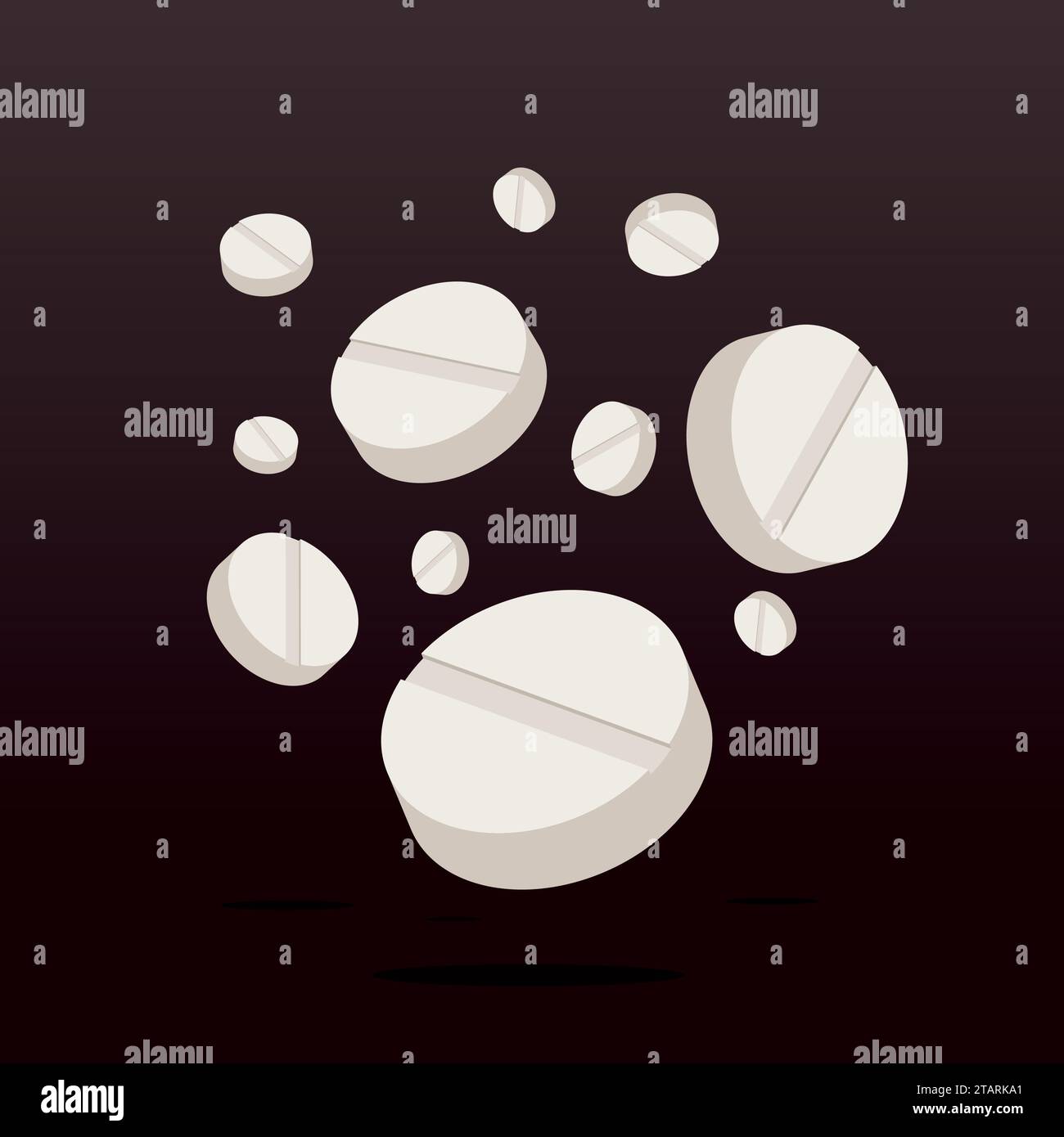 Falling Drugs or Pills, Medicine on dark background. Vector ...