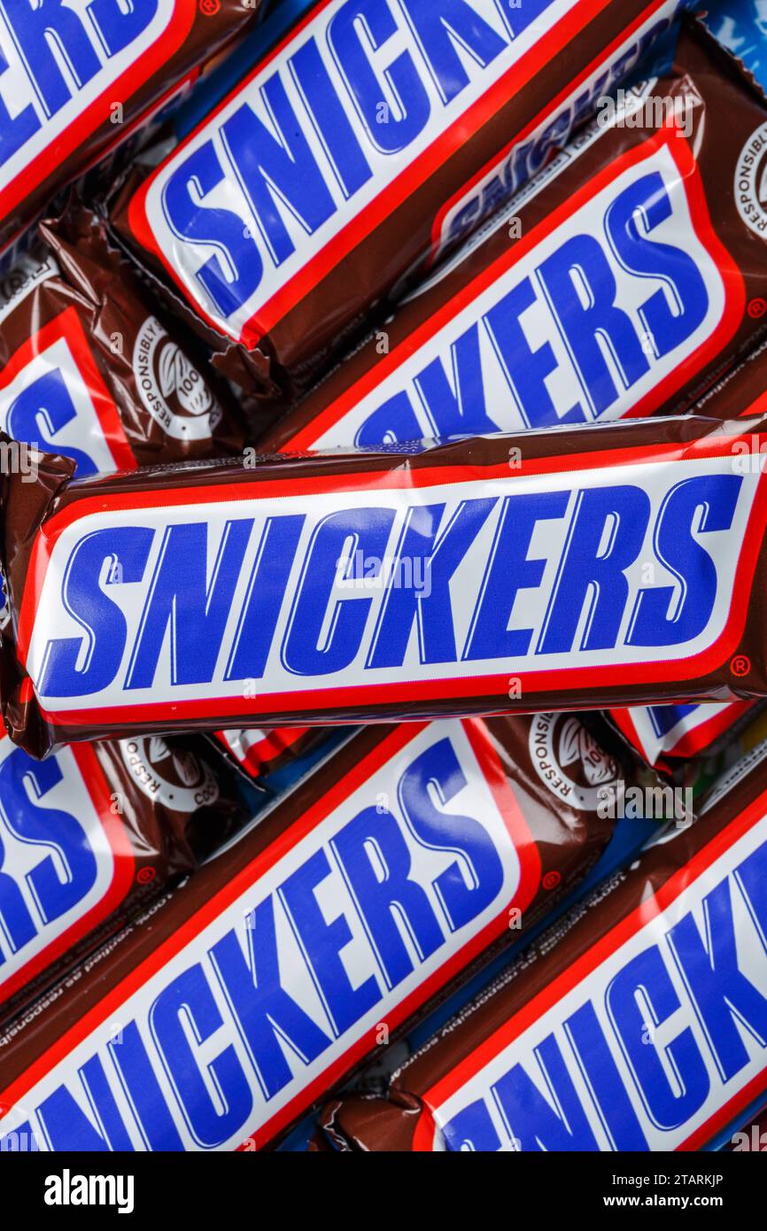 Stuttgart, Germany - November 9, 2023: Snickers Riegel Chocolate Bars ...