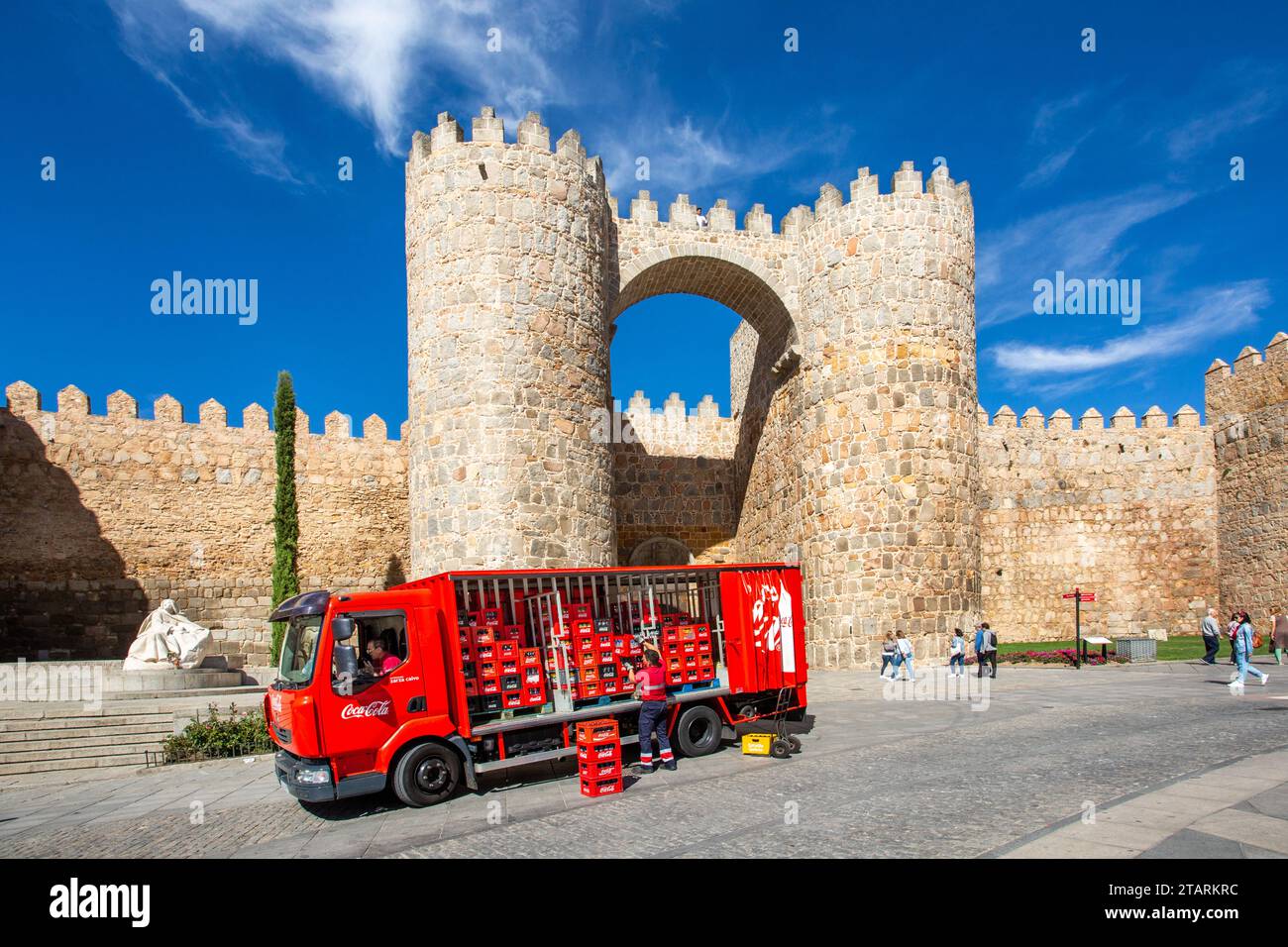 Coca Cola wagon making deliveries by the ramparts and fortifications in ...