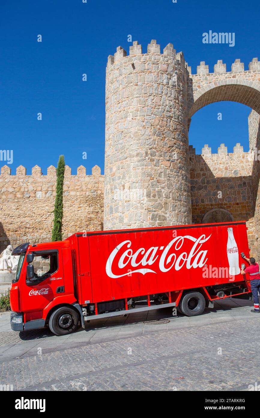 Coca Cola wagon making deliveries by the ramparts and fortifications in ...