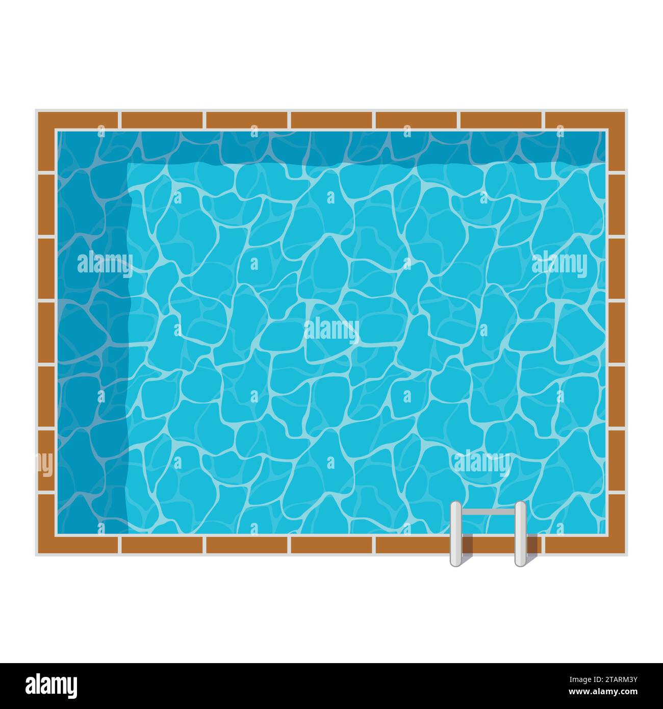 Swimming pool top view set isolated on white background. Blue water ...