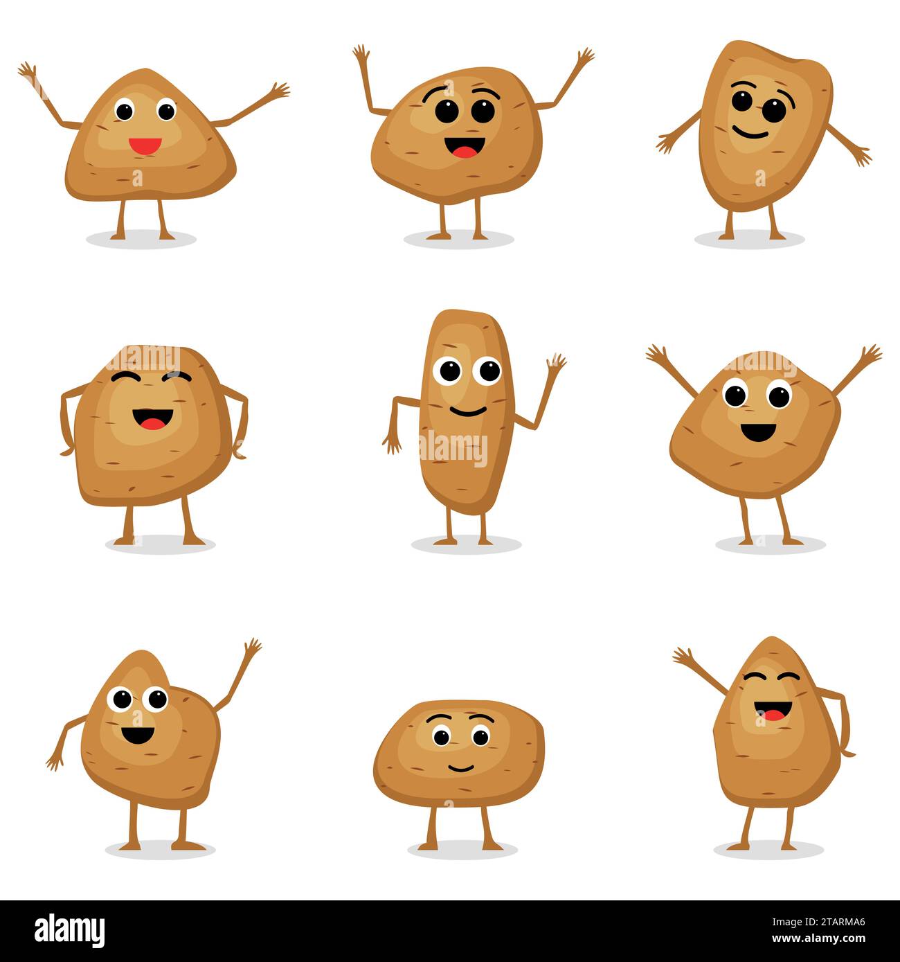 Vector set of potatoes characters. Cartoon potatoes isolated on white ...