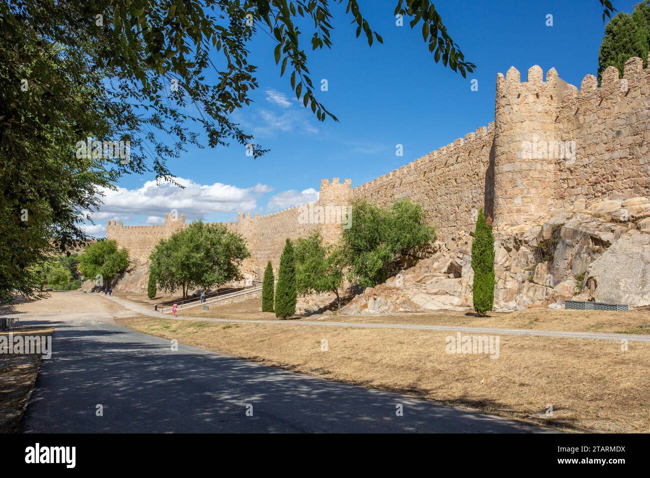 The ramparts and fortifications in the Spanish walled city of Avila in ...