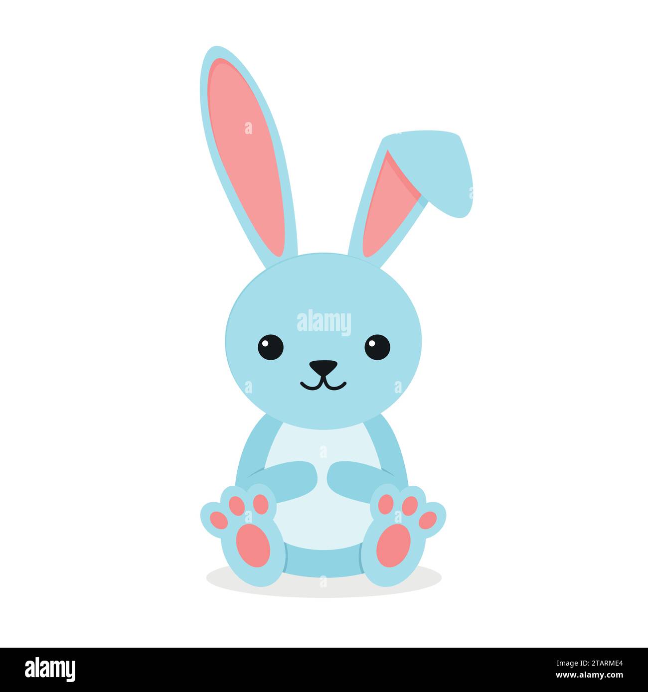 Cute rabbit sitting isolated on white background. Little bunny blue in ...