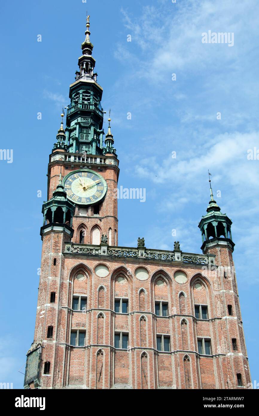 The view of 83 meters high 15th century Gdansk town hall with a ...