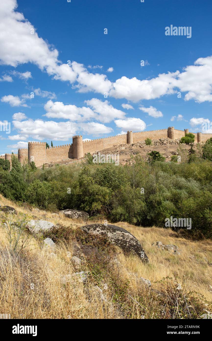 The ramparts and fortifications of the Spanish walled city of Avila in ...