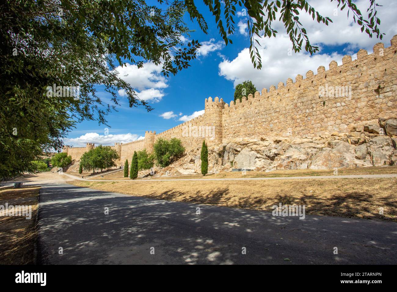 The ramparts and fortifications in the Spanish walled city of Avila in ...