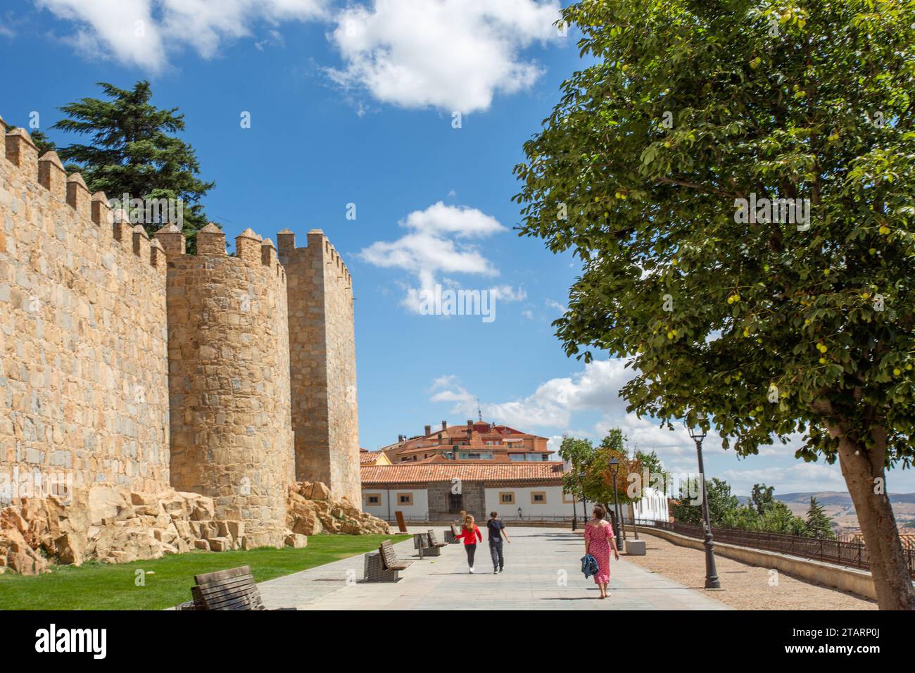 The ramparts and fortifications in the Spanish walled city of Avila in ...
