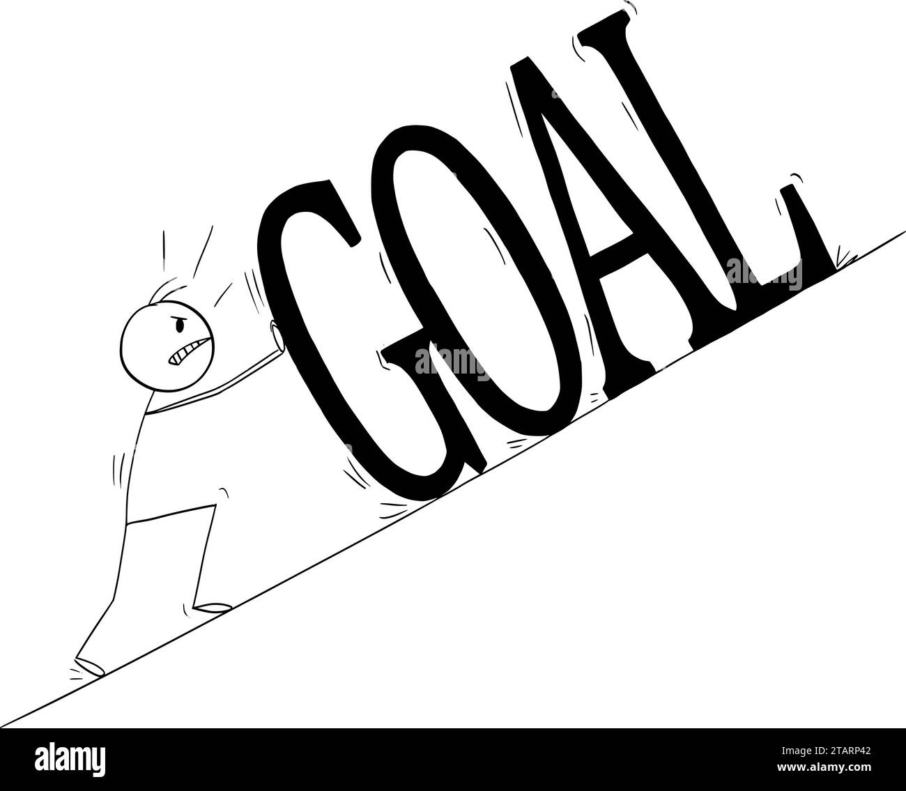 Person and Business Goal, Vector Cartoon Stick Figure Illustration ...