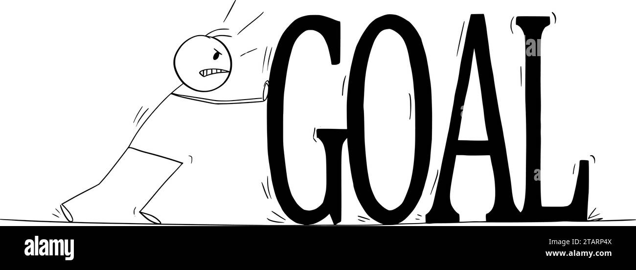 Person and Business Goal, Vector Cartoon Stick Figure Illustration ...