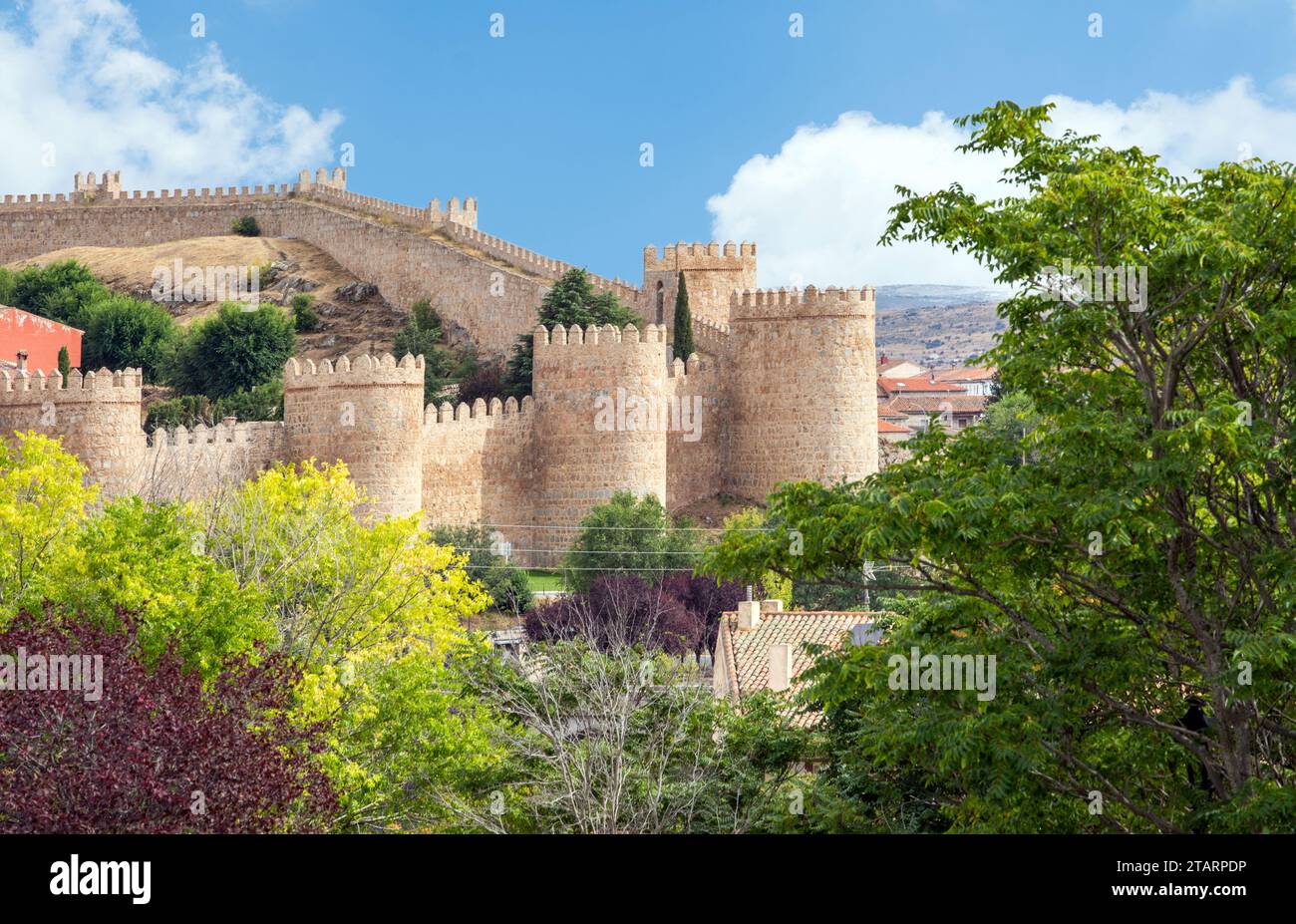 The ramparts and fortifications in the Spanish walled city of Avila in ...
