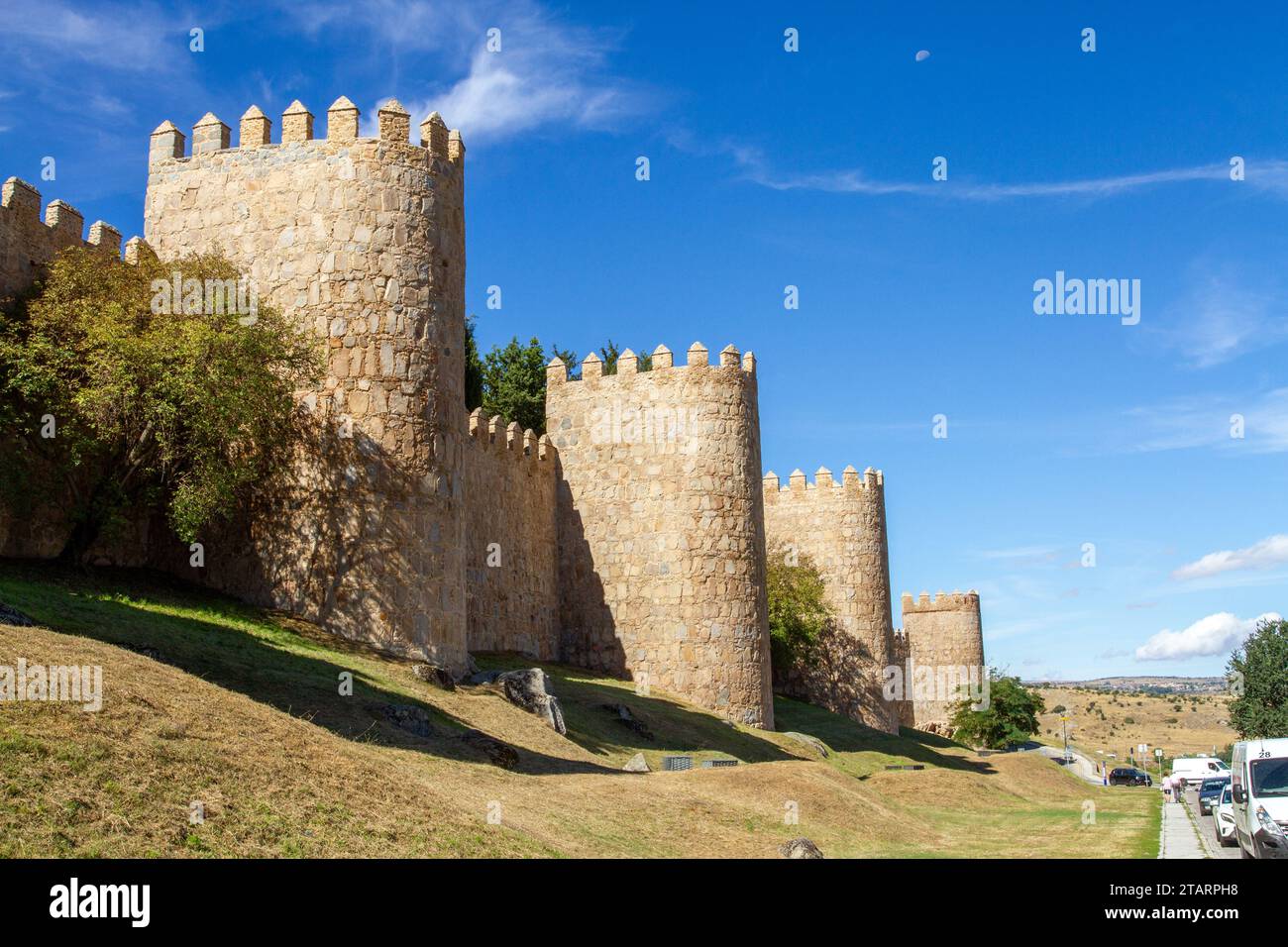 The ramparts and fortifications in the Spanish walled city of Avila in ...