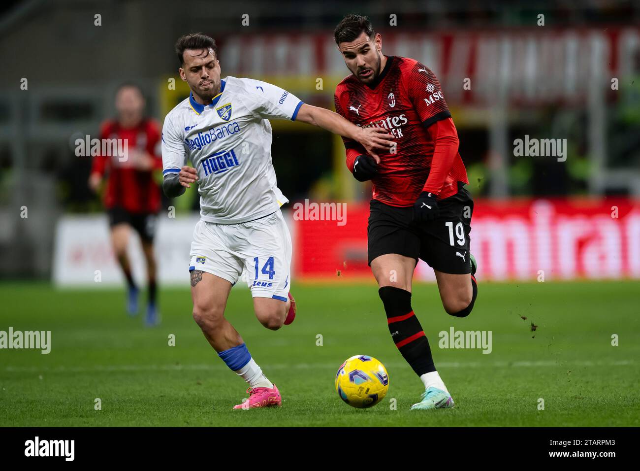 Milan, Italy. 2 December 2023. Theo Hernandez of AC Milan competes for ...