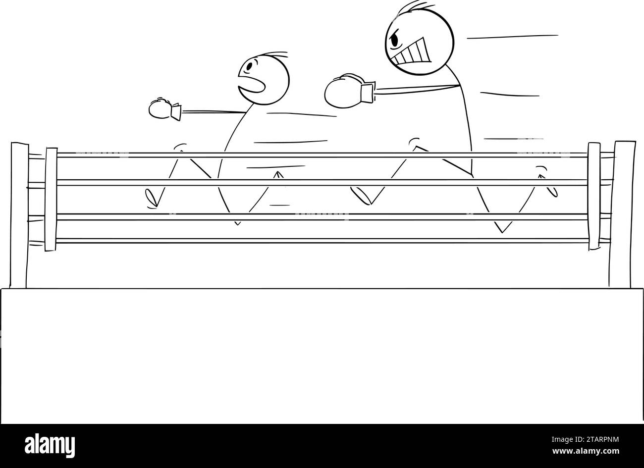 Person Fighting With Uneven Enemy, Vector Cartoon Stick Figure ...