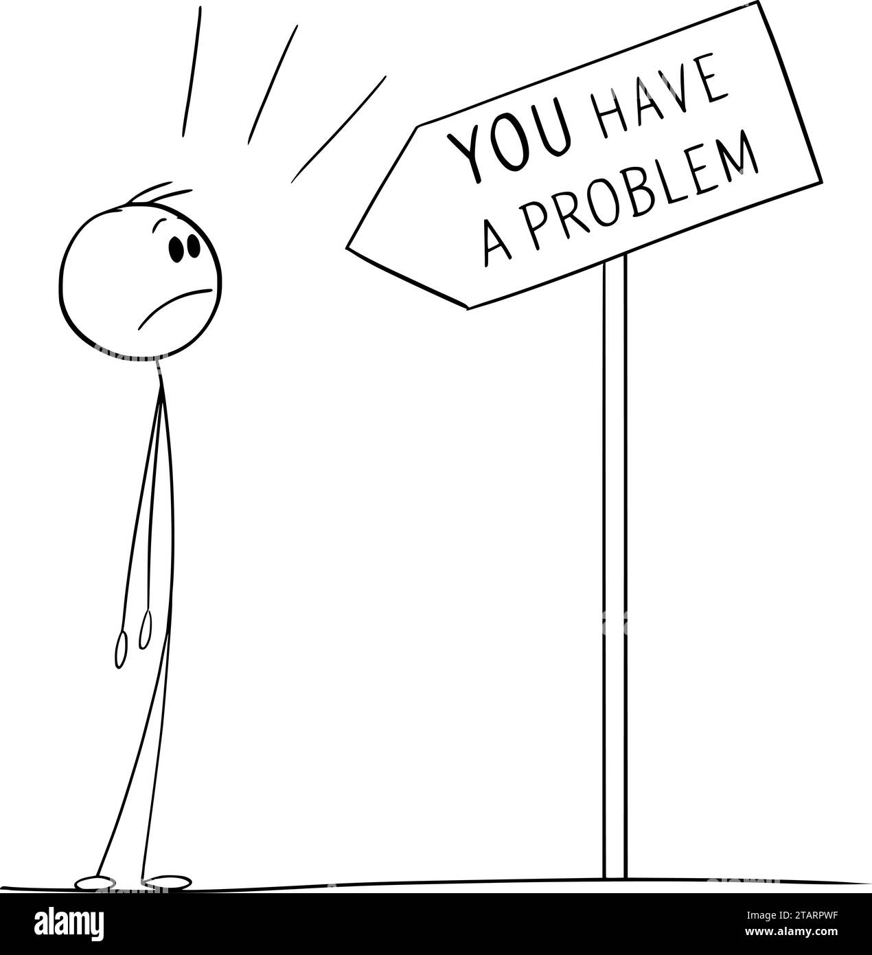 Person or Businessman has Problem, Vector Cartoon Stick Figure ...