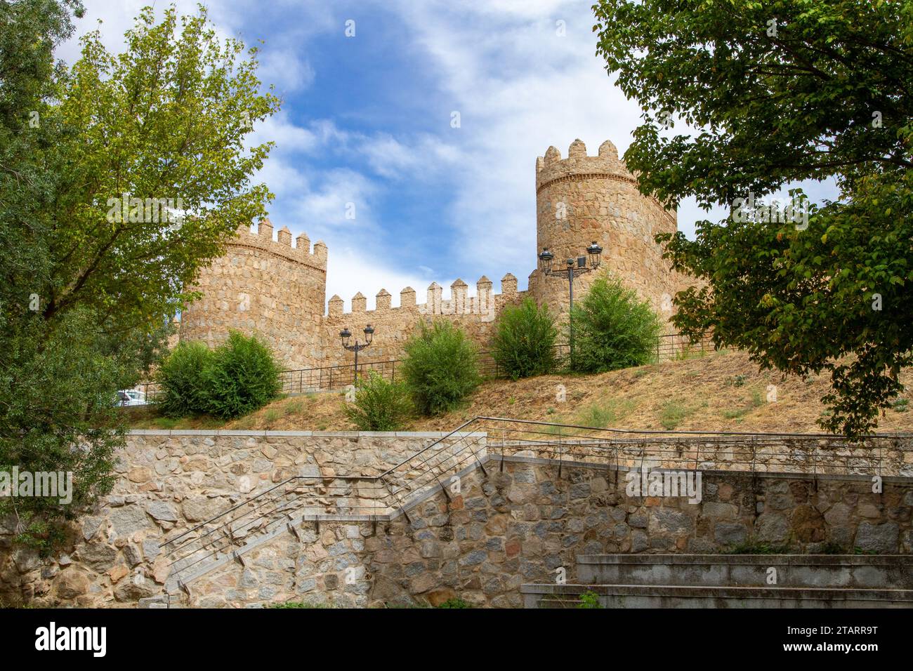 The ramparts and fortifications in the Spanish walled city of Avila in ...