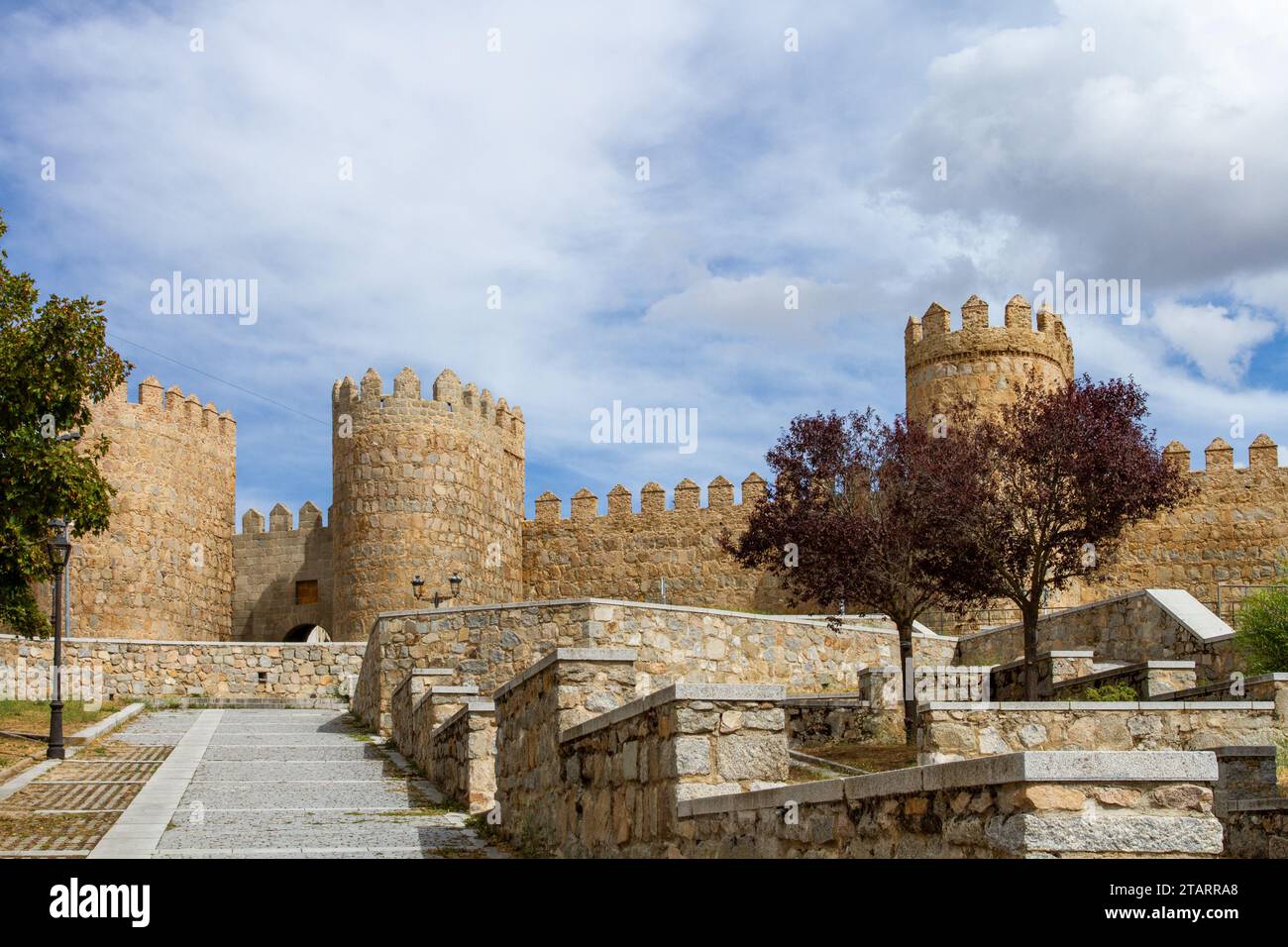 The ramparts and fortifications in the Spanish walled city of Avila in ...