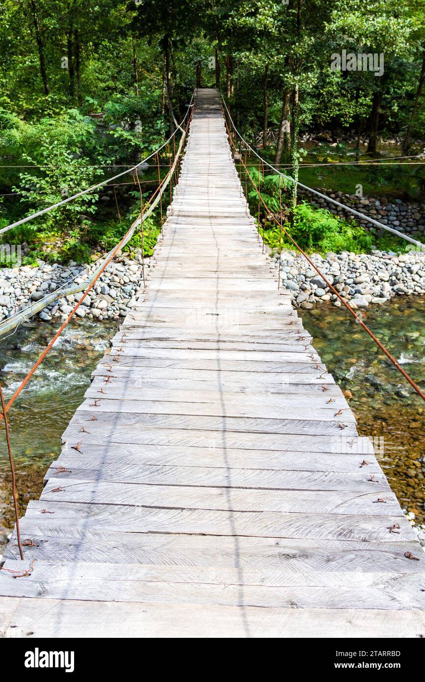 travel to Georgia - suspension bridge over Machakhela River in ...