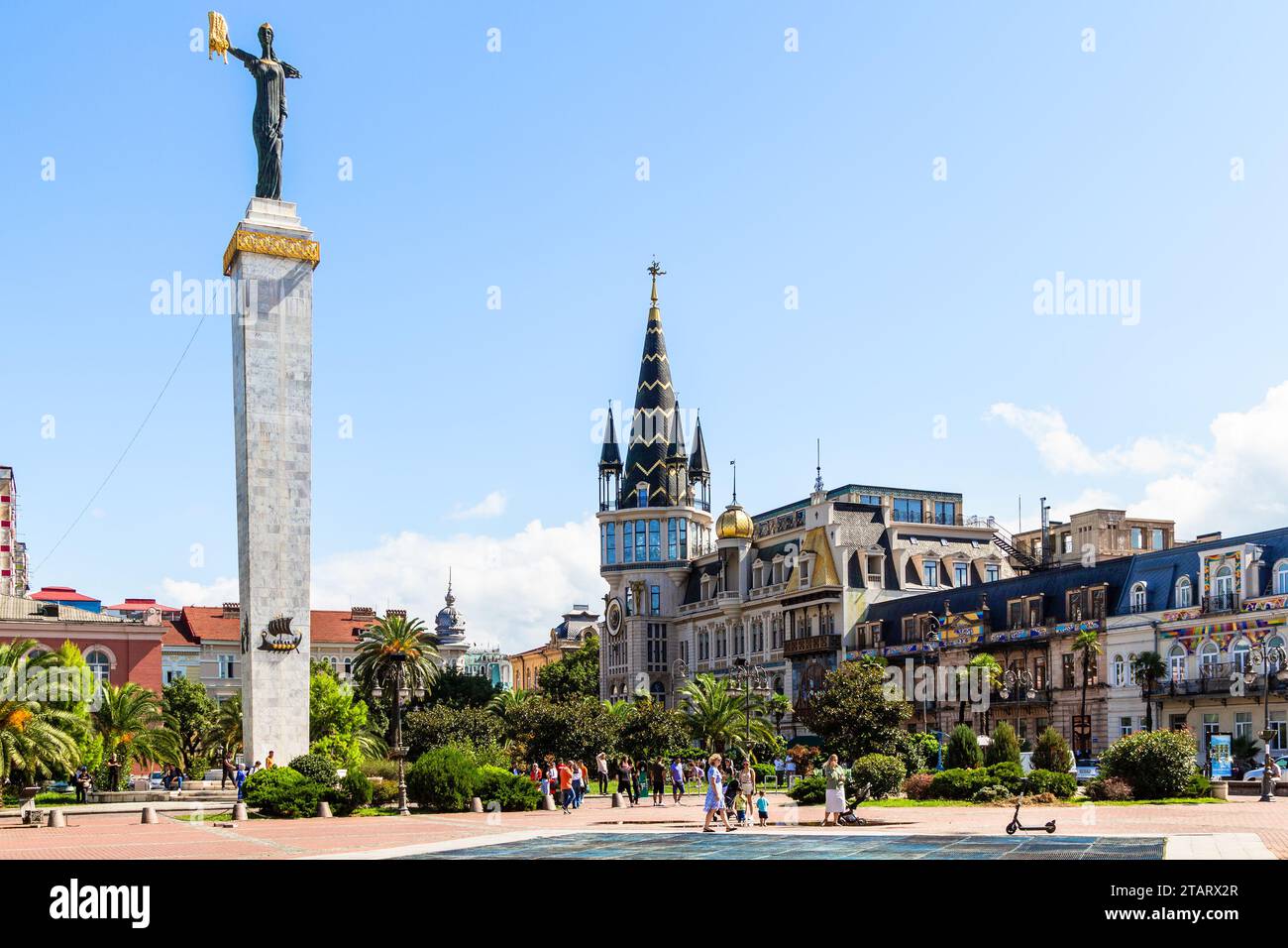 Batumi, Georgia - September 15, 2023: view of Europe square with Medea ...