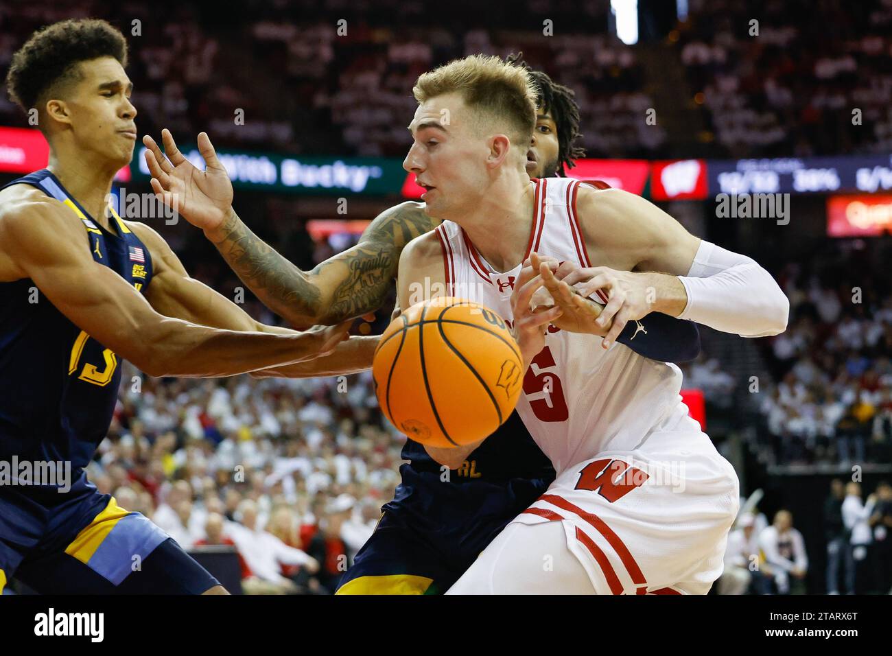Madison, WI, USA. 2nd Dec, 2023. Wisconsin Badgers forward Tyler Wahl ...
