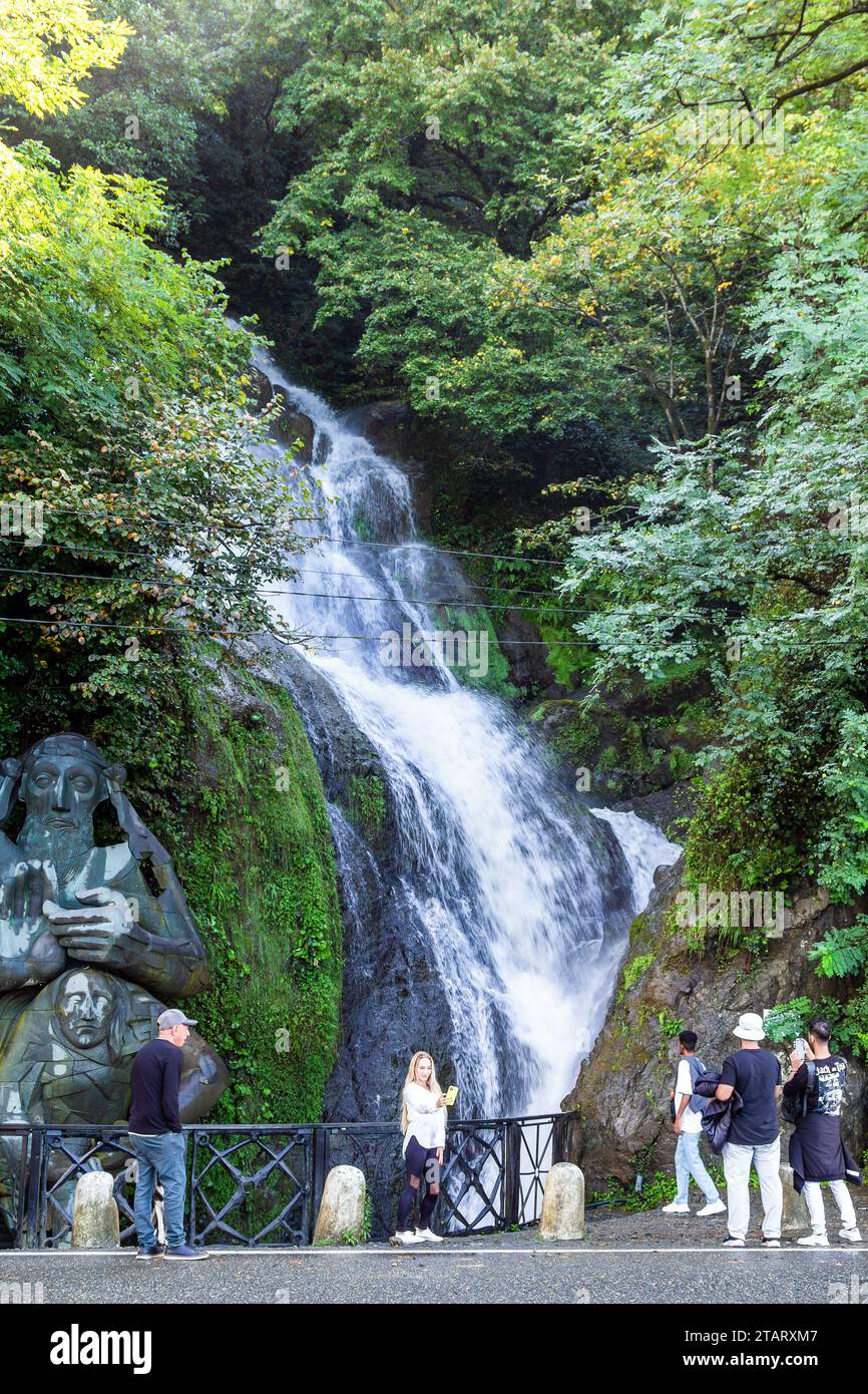 Sarpi, Georgia - September 18, 2023: tourists near St Andrew the First ...