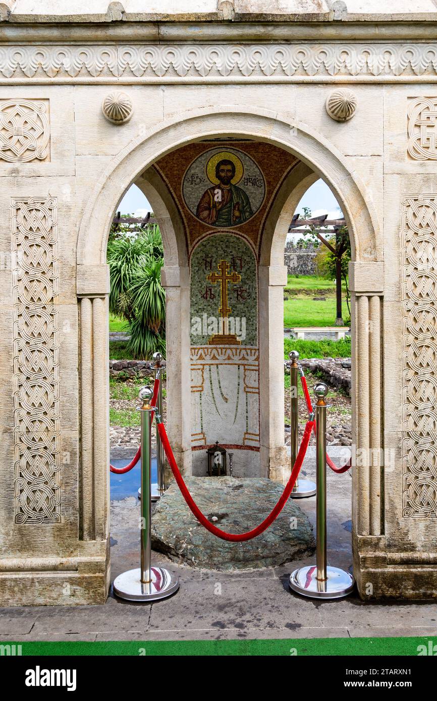 Gonio, Georgia - September 18, 2013: interior of chapel on grave of ...