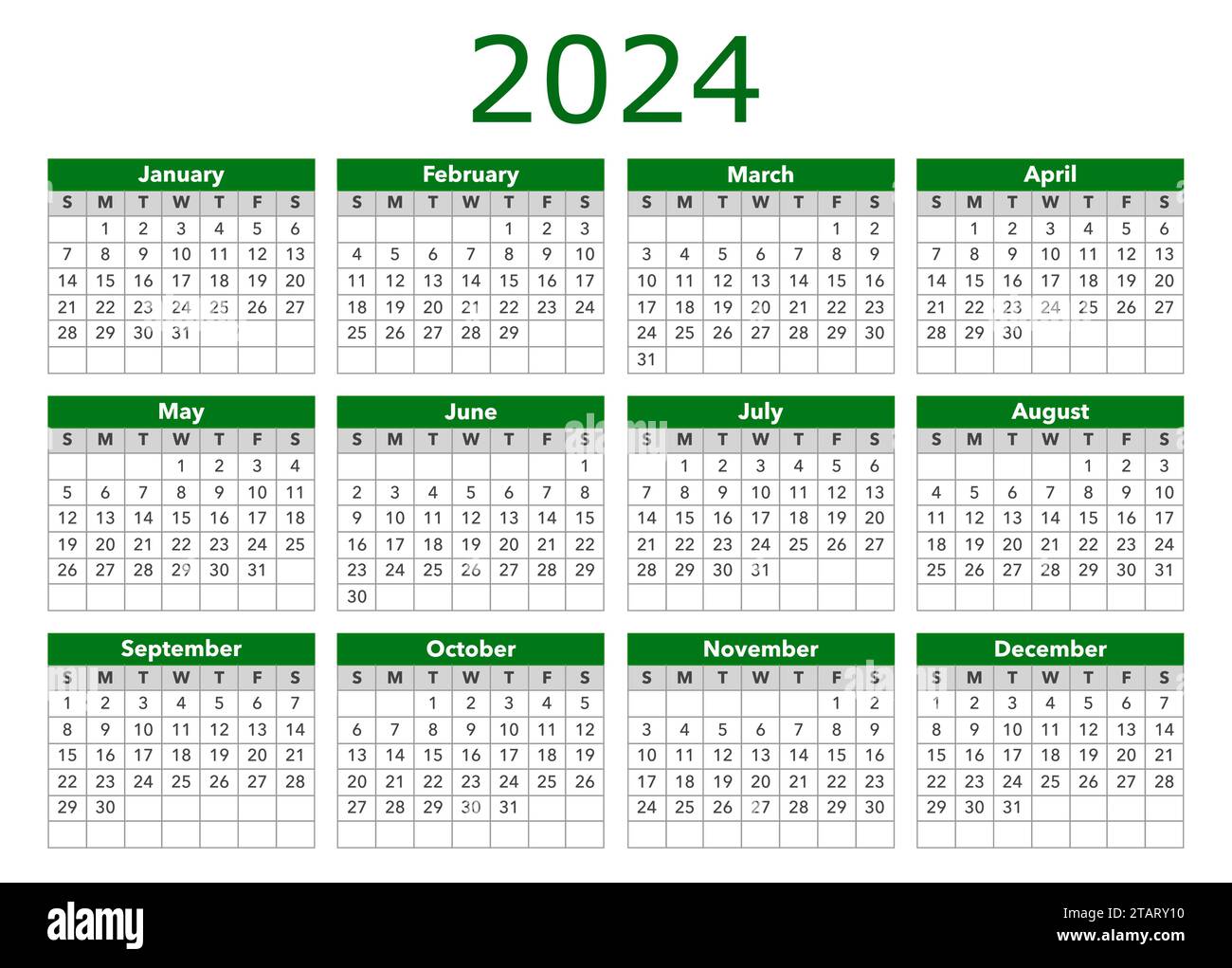 August 2024 white calendar Stock Vector Images - Alamy