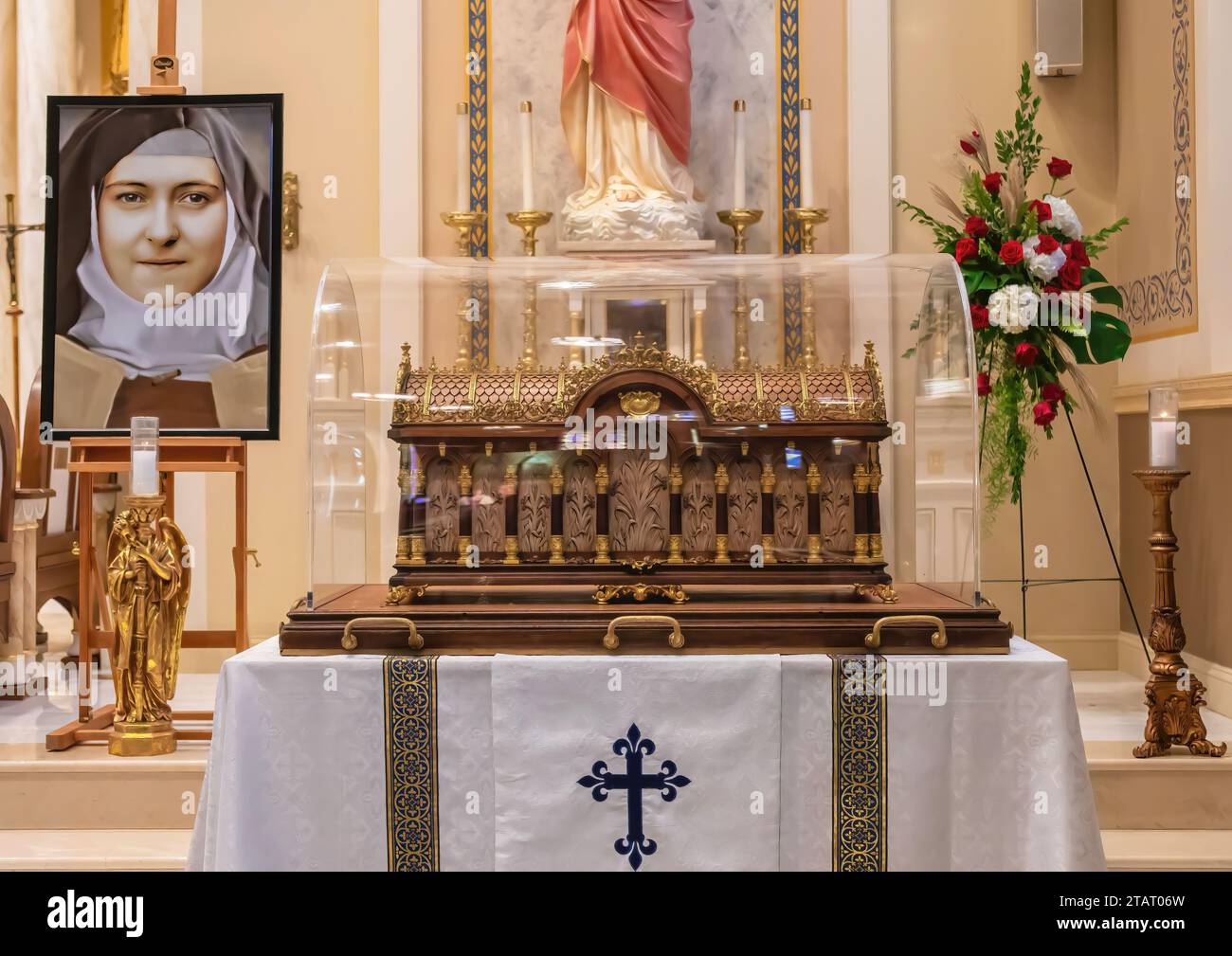 Traveling reliquary of St. Therese of Lisieux's relics at St. Mary's ...