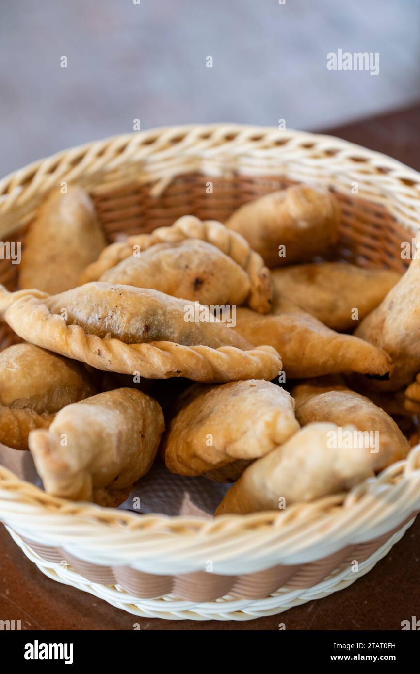 Argentina, Buenos Aires. Traditional savory meat empanadas Stock Photo ...