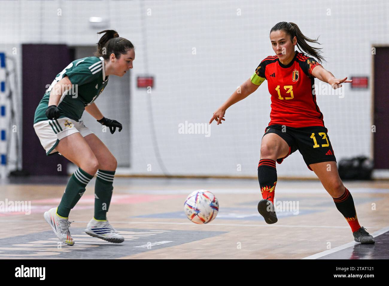 Matilde Drumont (13) of Belgium pictured during a futsal game between ...