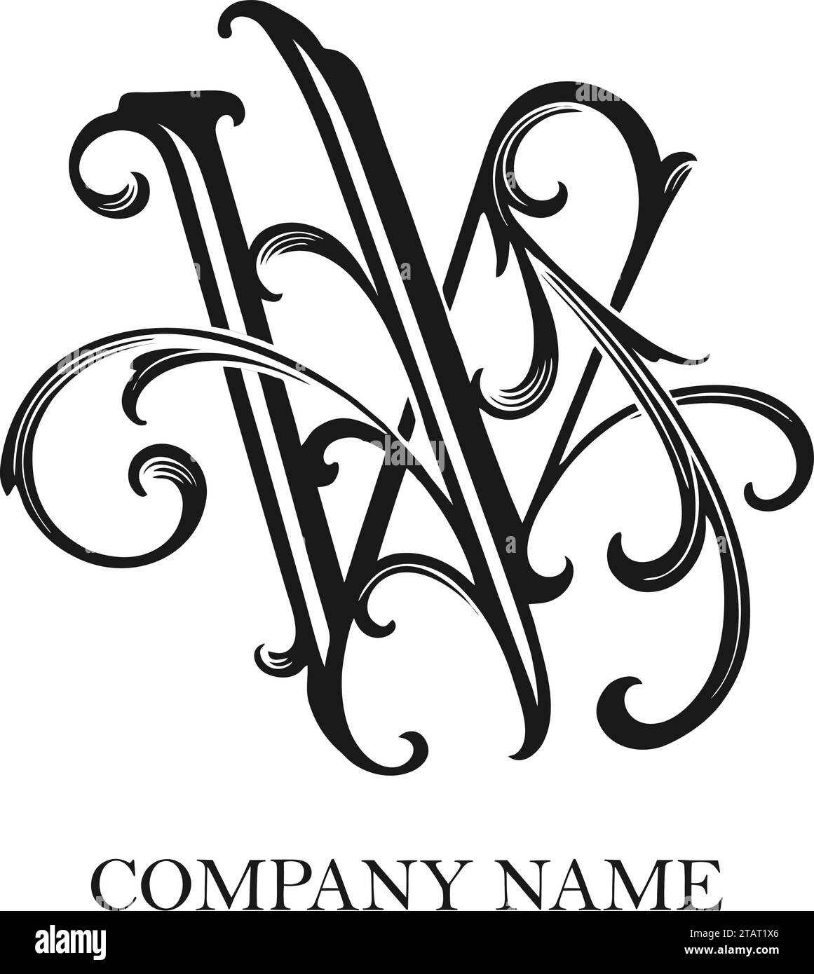 Vintage splendor classic letter W monogram logo outline vector ...