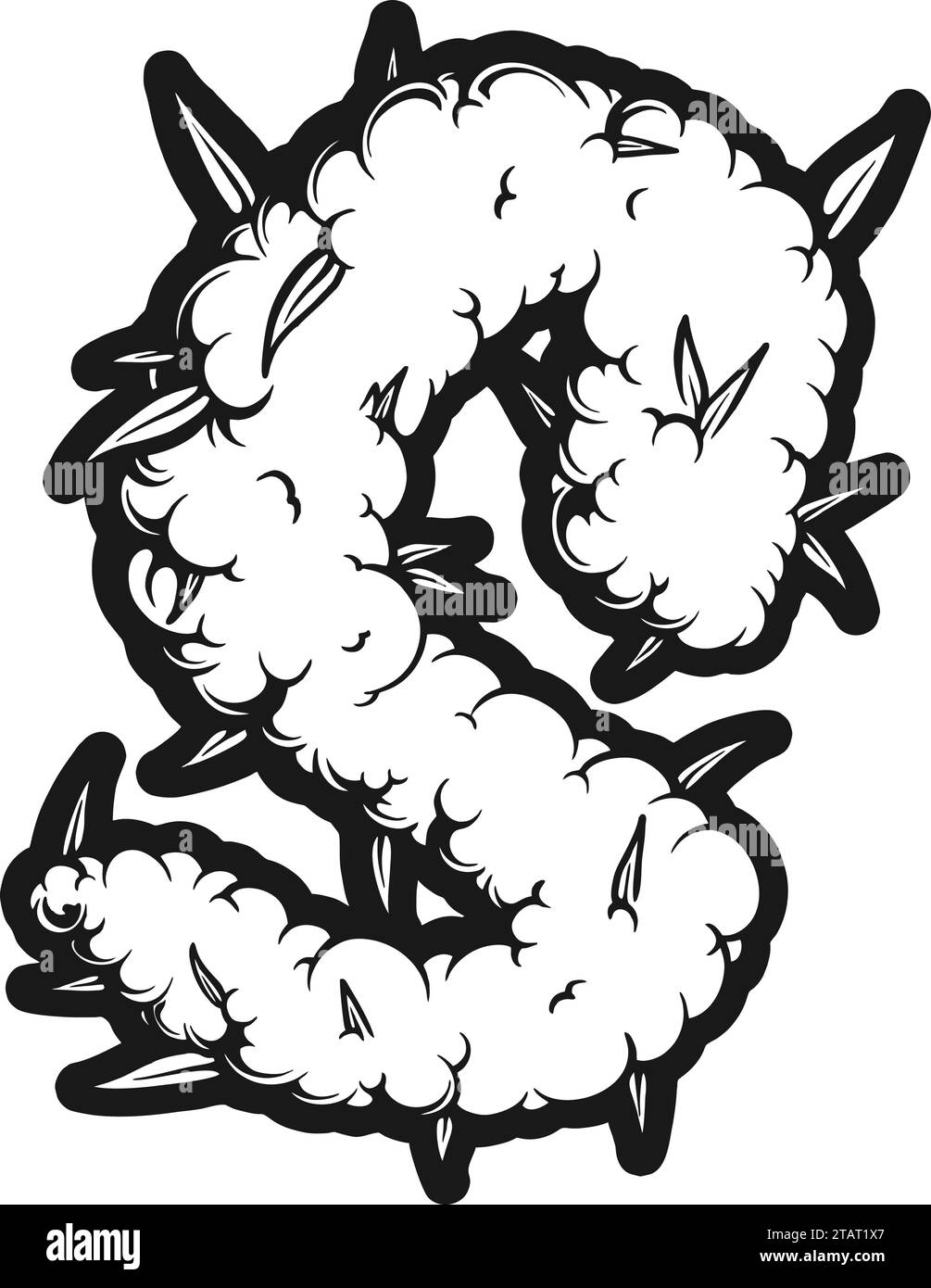 Symphonic letter S cannabis bud silhouette vector illustrations for ...