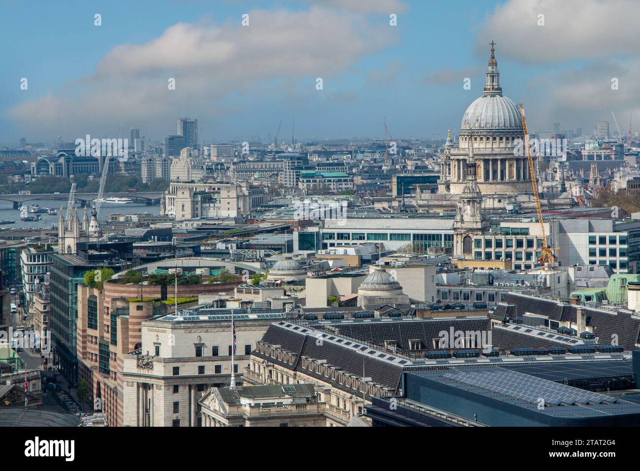 An unusual shot of the River Thames with the West End and St Paul's ...
