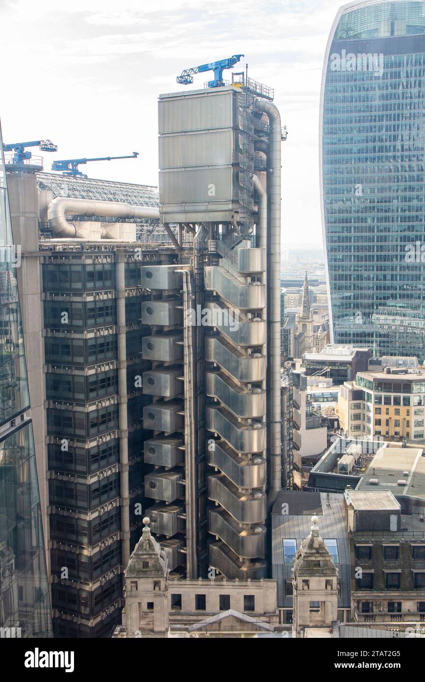 Unusual view of the Lloyds building in the city of London Stock Photo ...