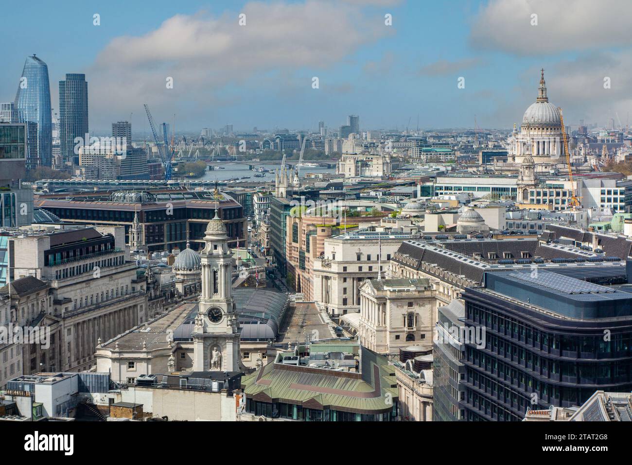 An unusual shot of the River Thames with the West End and St Paul's ...