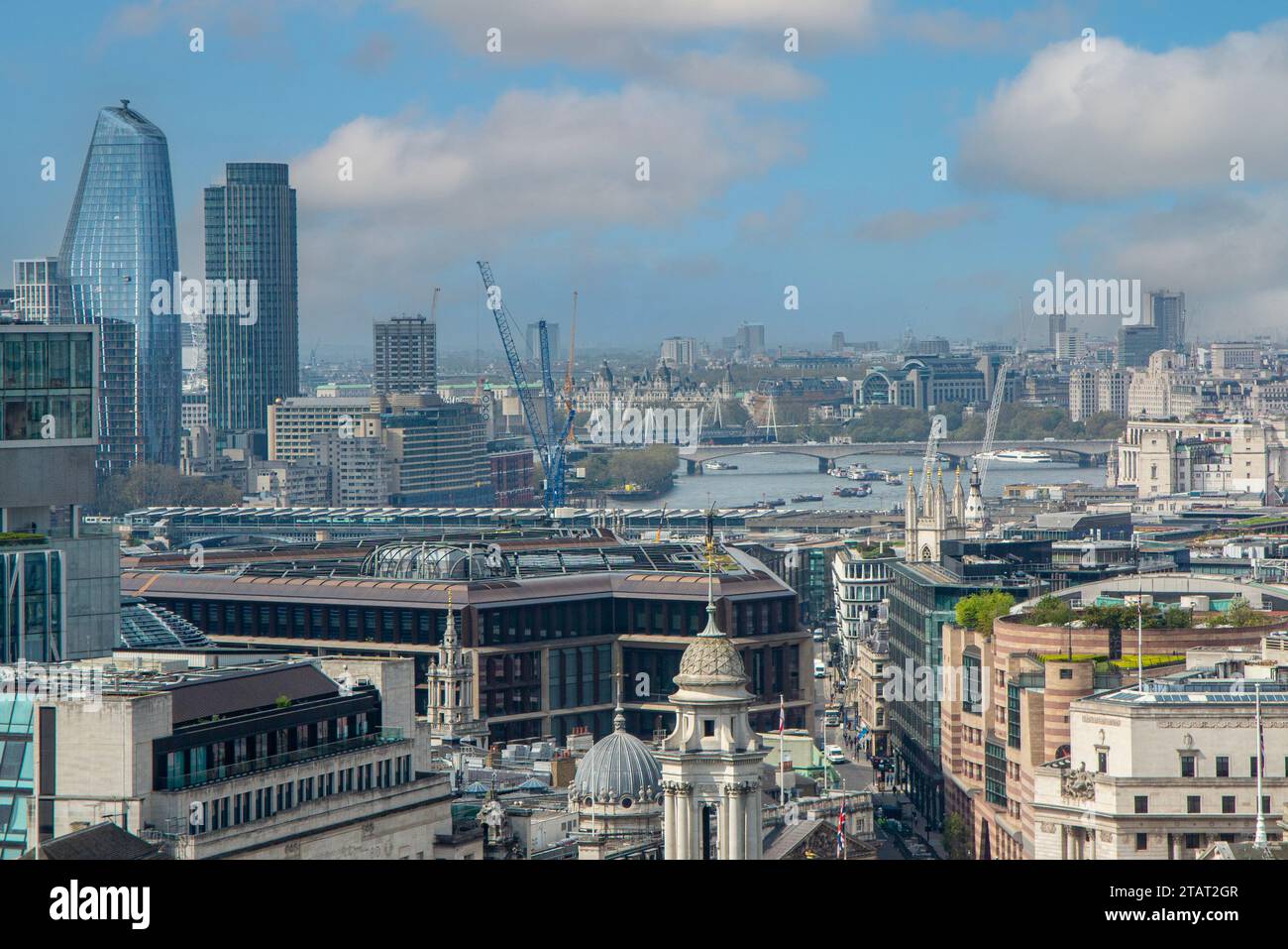 An unusual shot of the River Thames with the West End and St Paul's ...