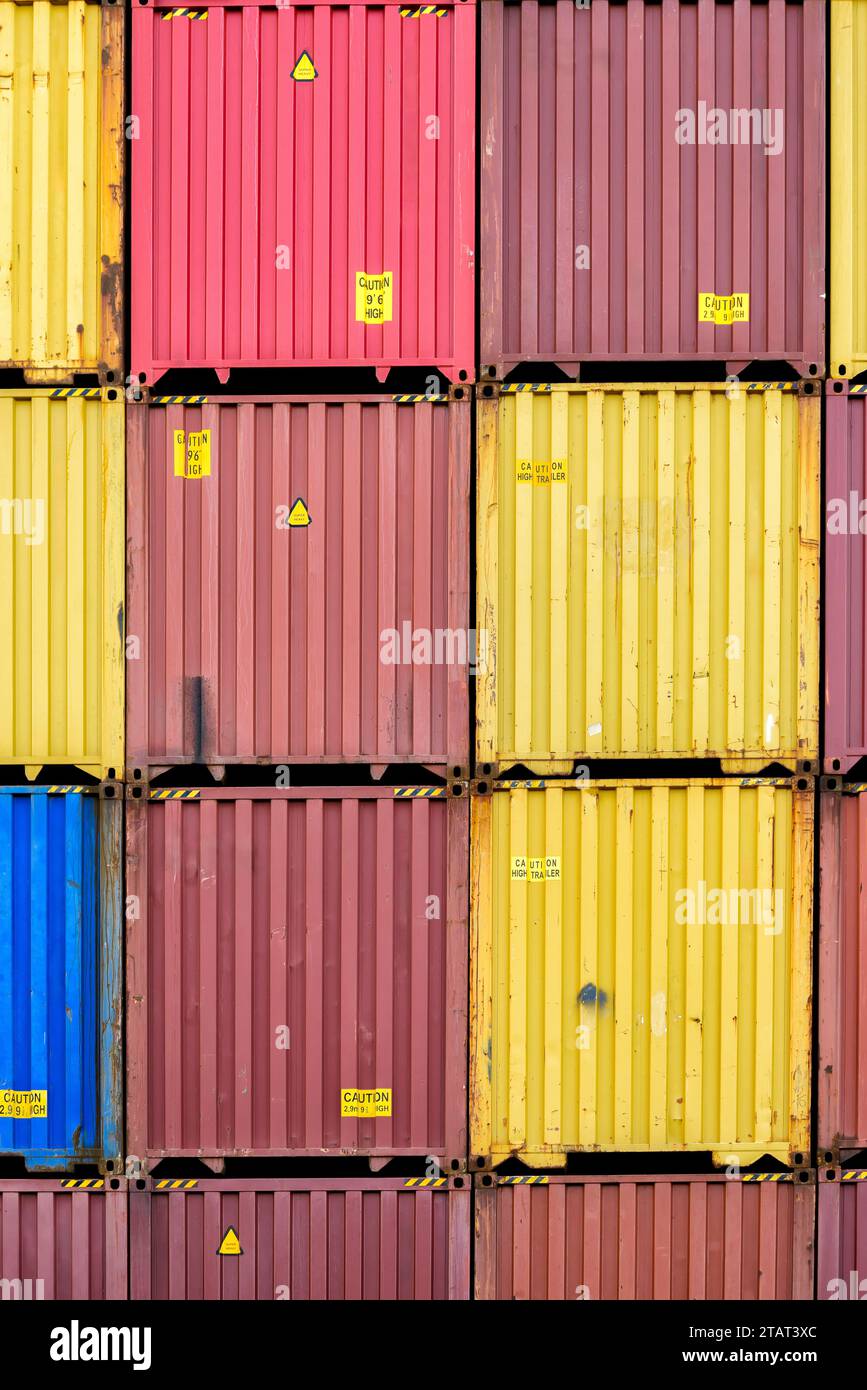 standard shipping containers in a container terminal before loading on ...